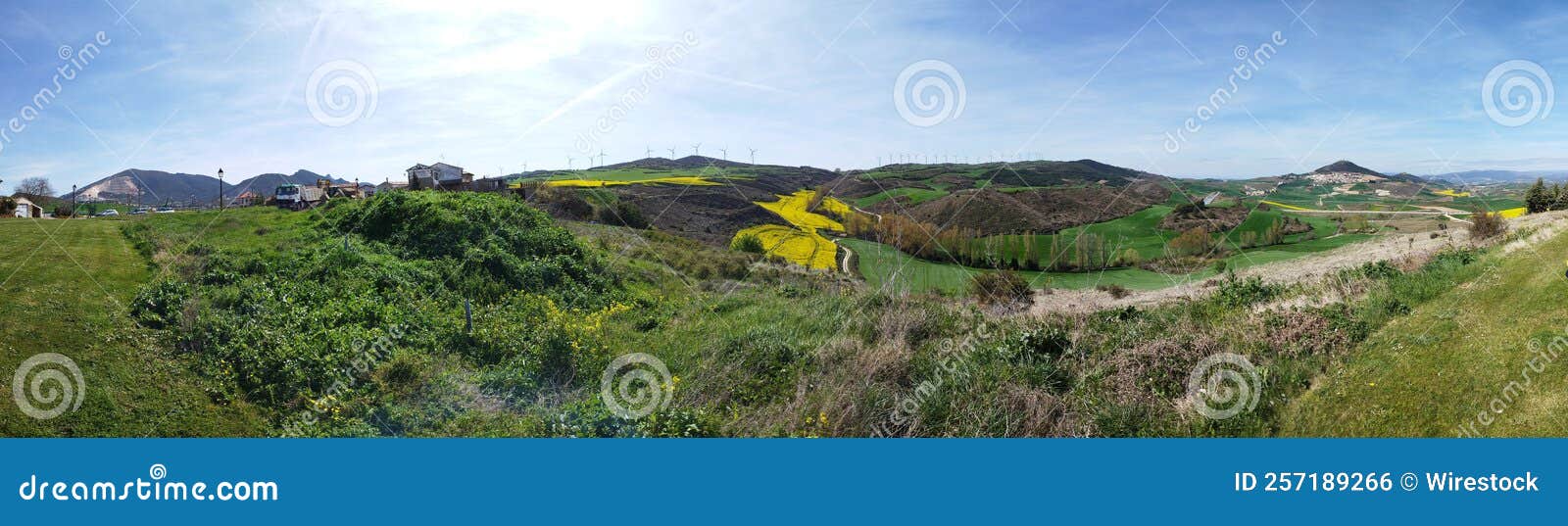 Panoramic View of the Countryside with Many Green Fields and Rocks ...