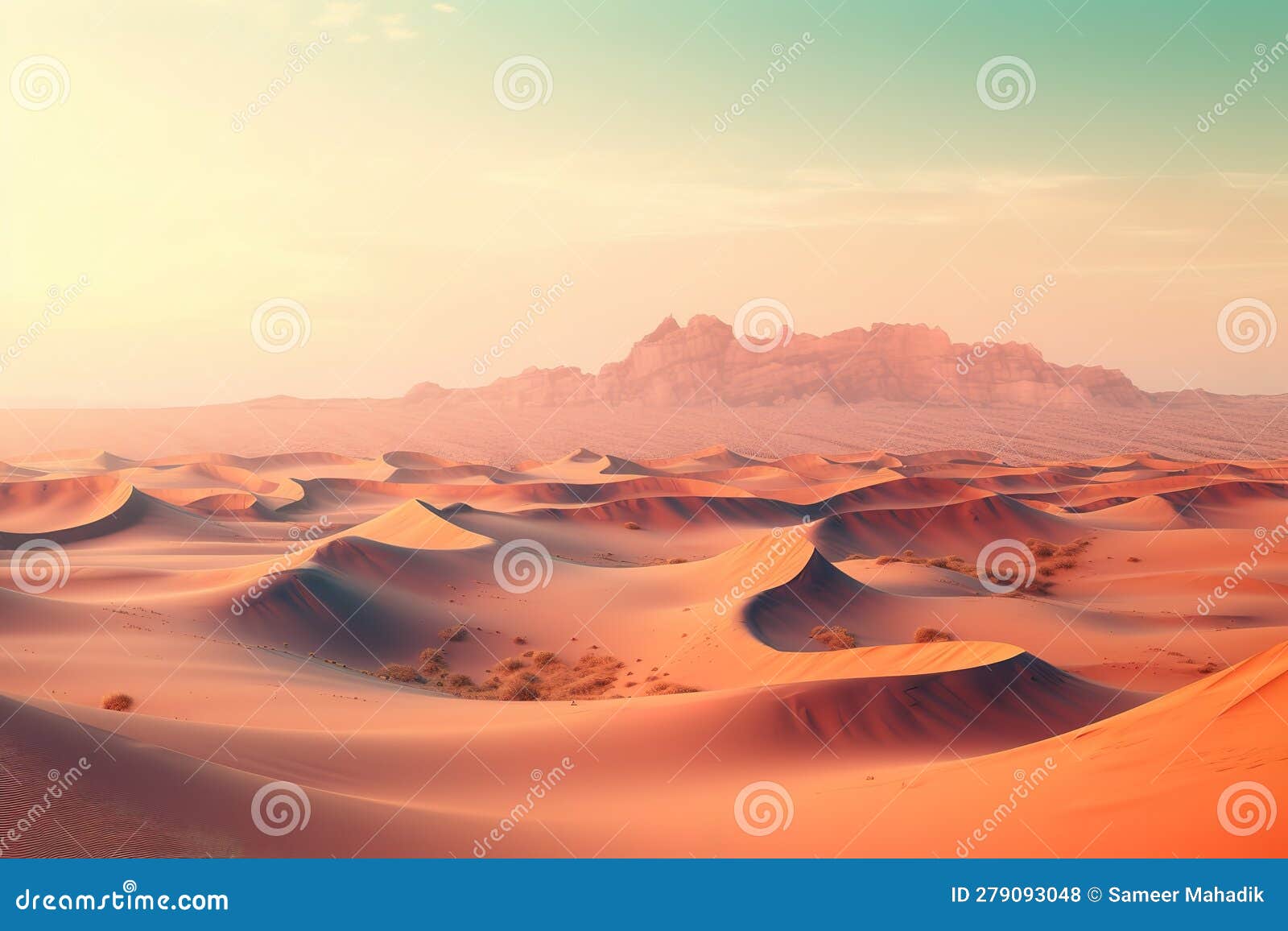 Panoramic View of a Desert Landscape at Dawn. Generative AI Stock ...
