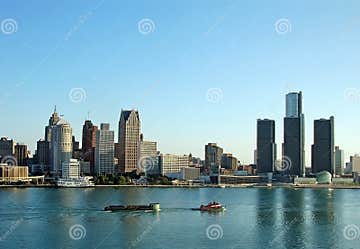 Panoramic View of Detroit Daytime Stock Image - Image of skyline ...
