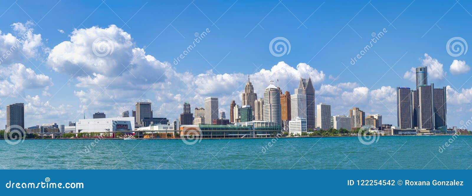 Panoramic View of Detroit Skyline from Windsor, Ontario. Editorial ...