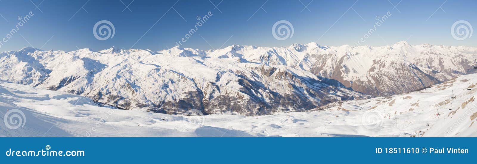 Panoramic View Down a Mountain Valley Stock Photo - Image of meribel ...