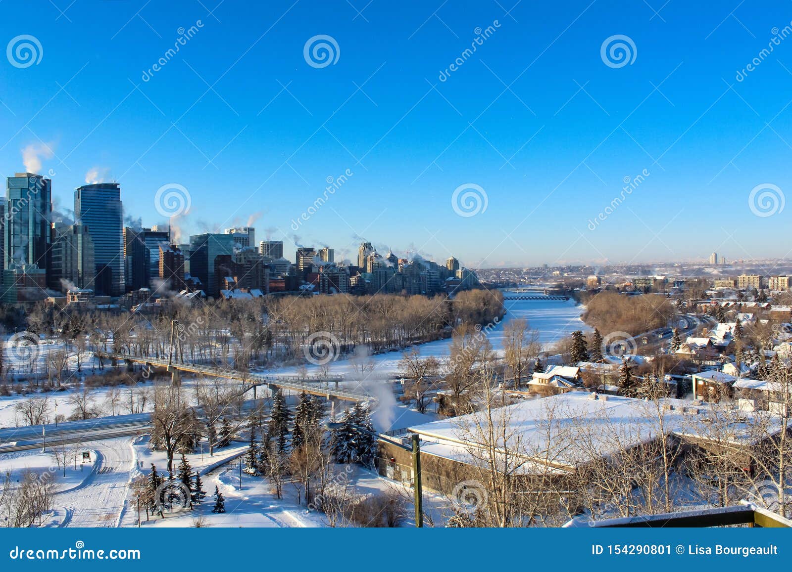 Blue Sky Over Downtown Calgary Stock Image - Image of skyline ...