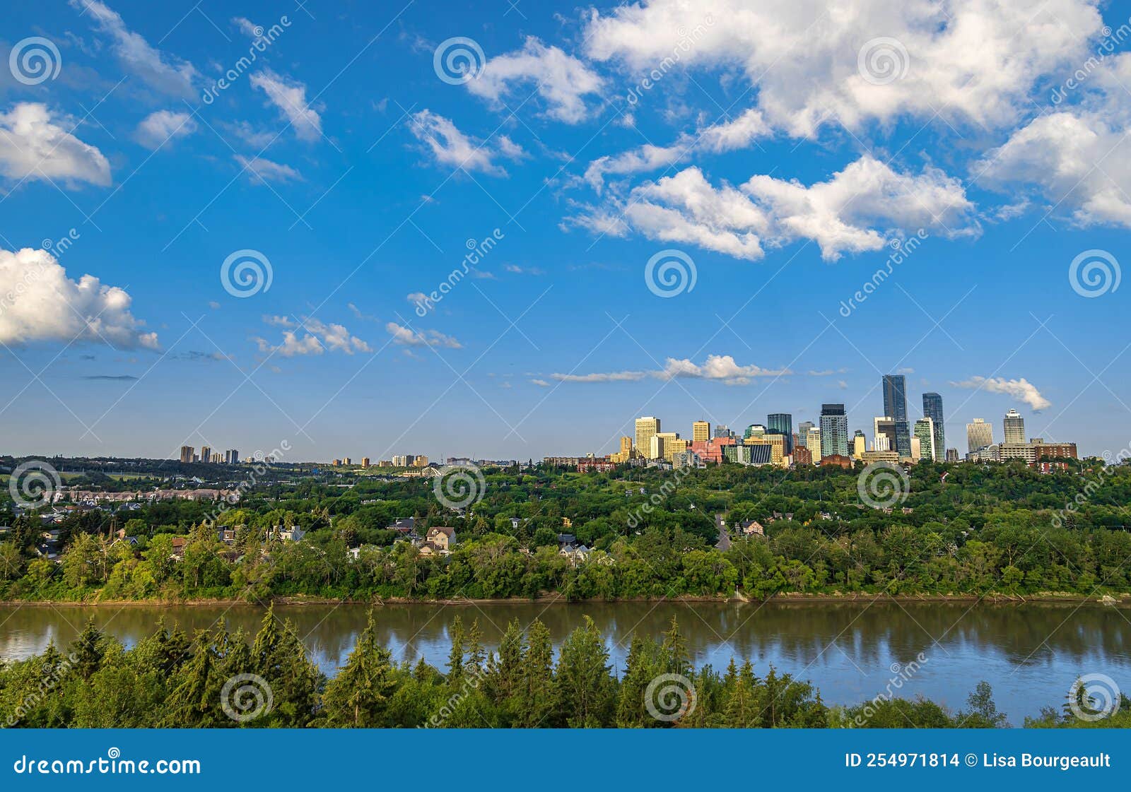 Blue Sky Over the Edmonton River Valley Stock Photo - Image of building ...