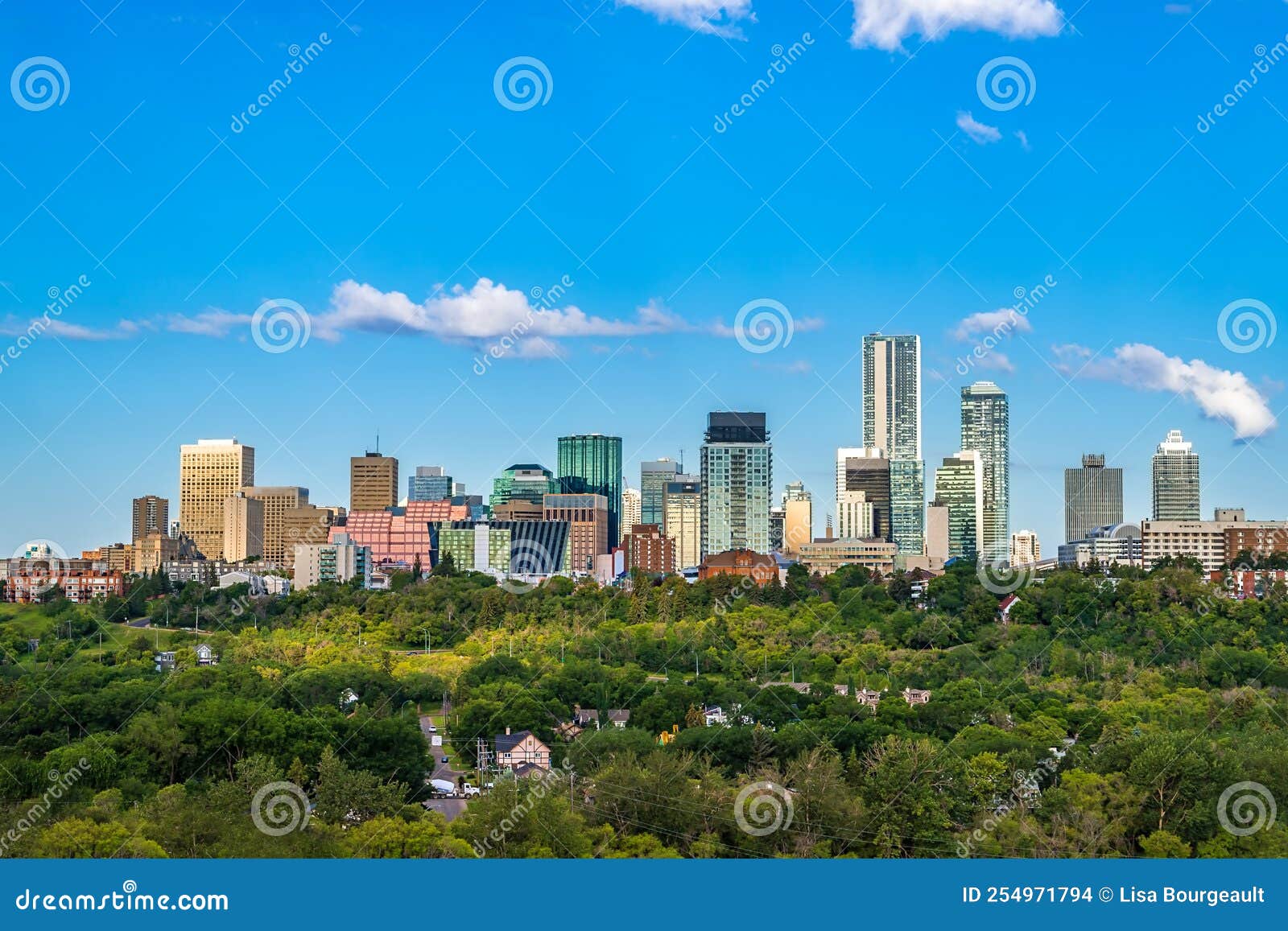 Blue Sky Over the Edmonton Skyline Stock Photo - Image of blue, city ...