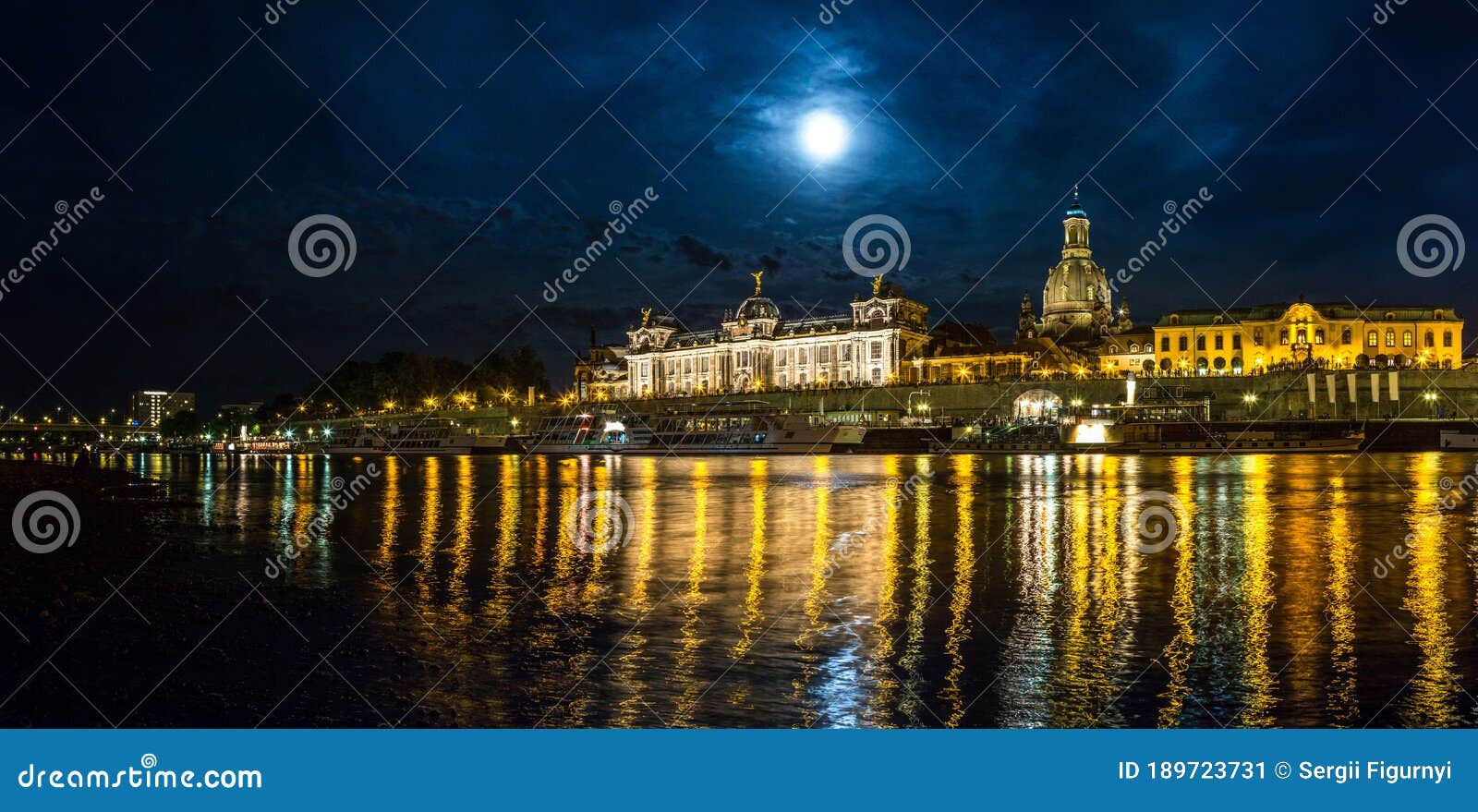 Dresden in night stock image. Image of water, dresden - 189723731