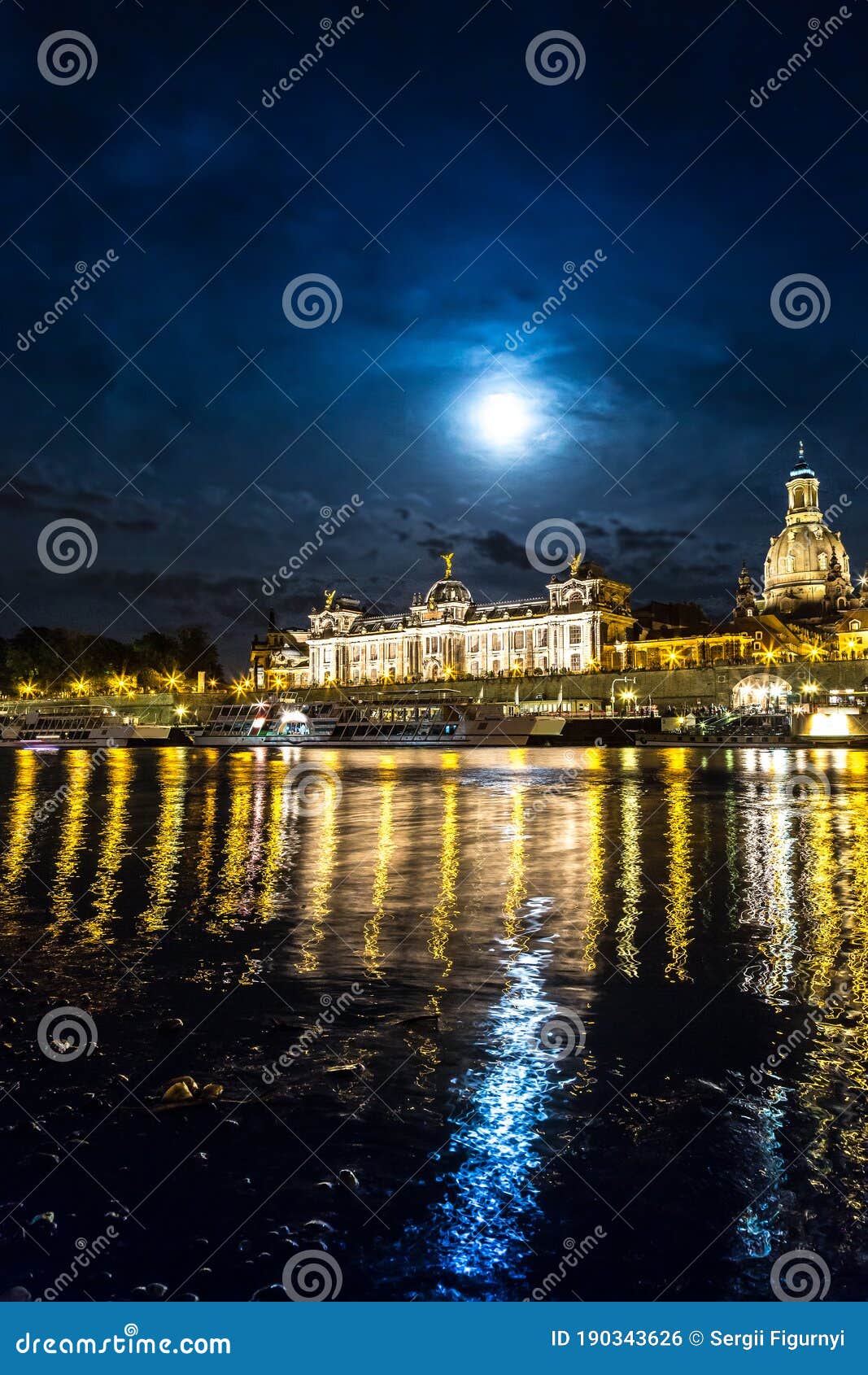 Dresden in night stock photo. Image of full, place - 190343626