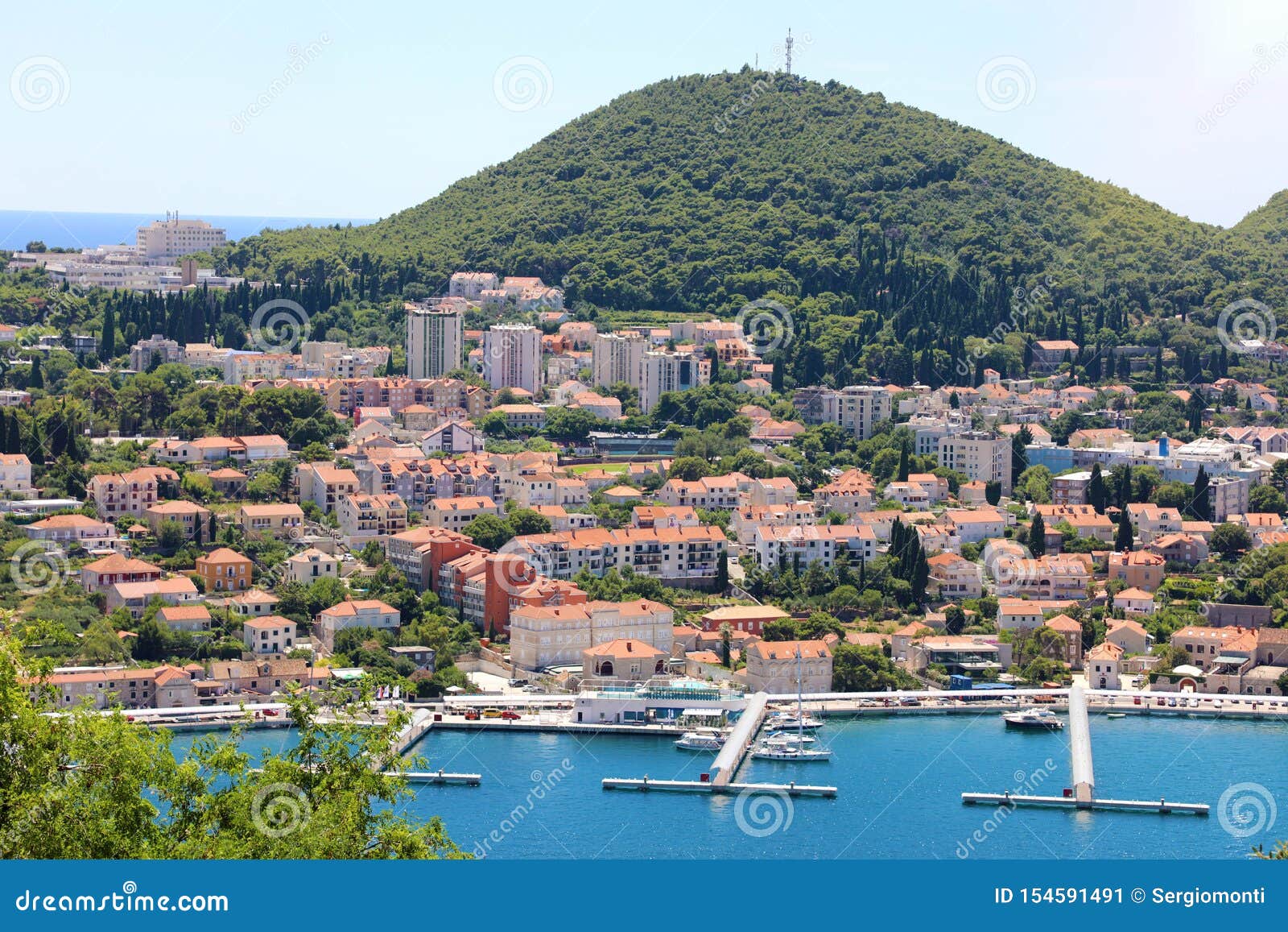 Panoramic View of Dubrovnik with the Harbor, Croatia, Europe Stock ...
