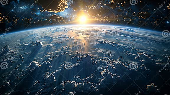 A Panoramic View of Earth from the Edge of Space Stock Photo - Image of ...
