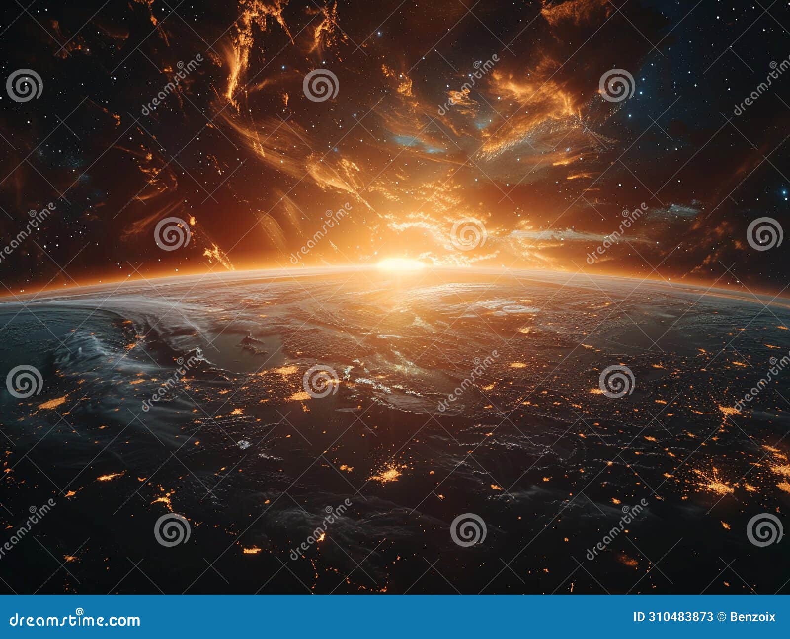 A Panoramic View of Earth from the Edge of Space Stock Image - Image of ...