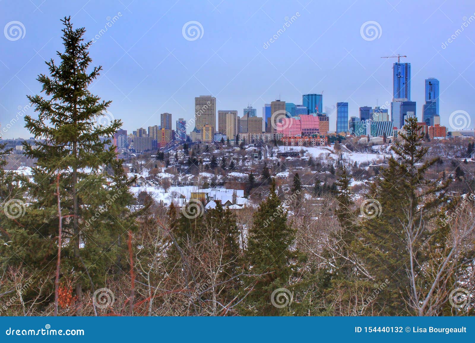 Edmonton Skyline in the Winter Stock Photo - Image of trees, park ...