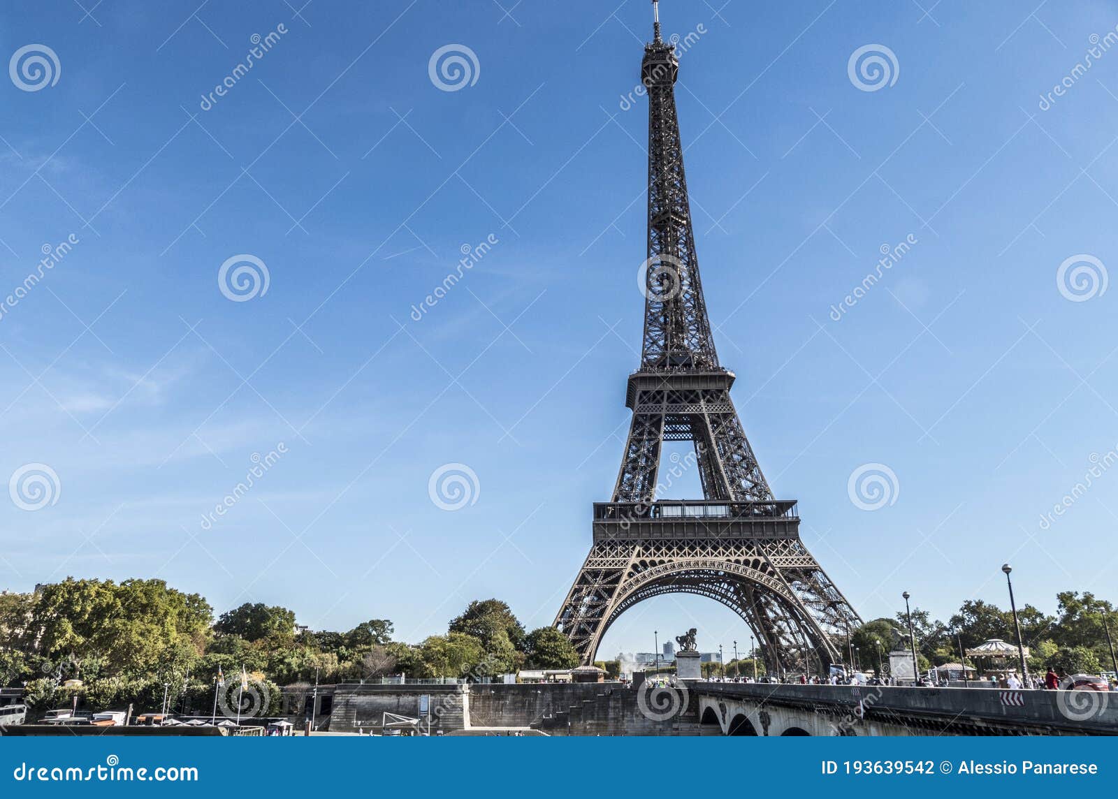 Panoramic View of the Eiffel Tower in Paris Stock Photo - Image of ...