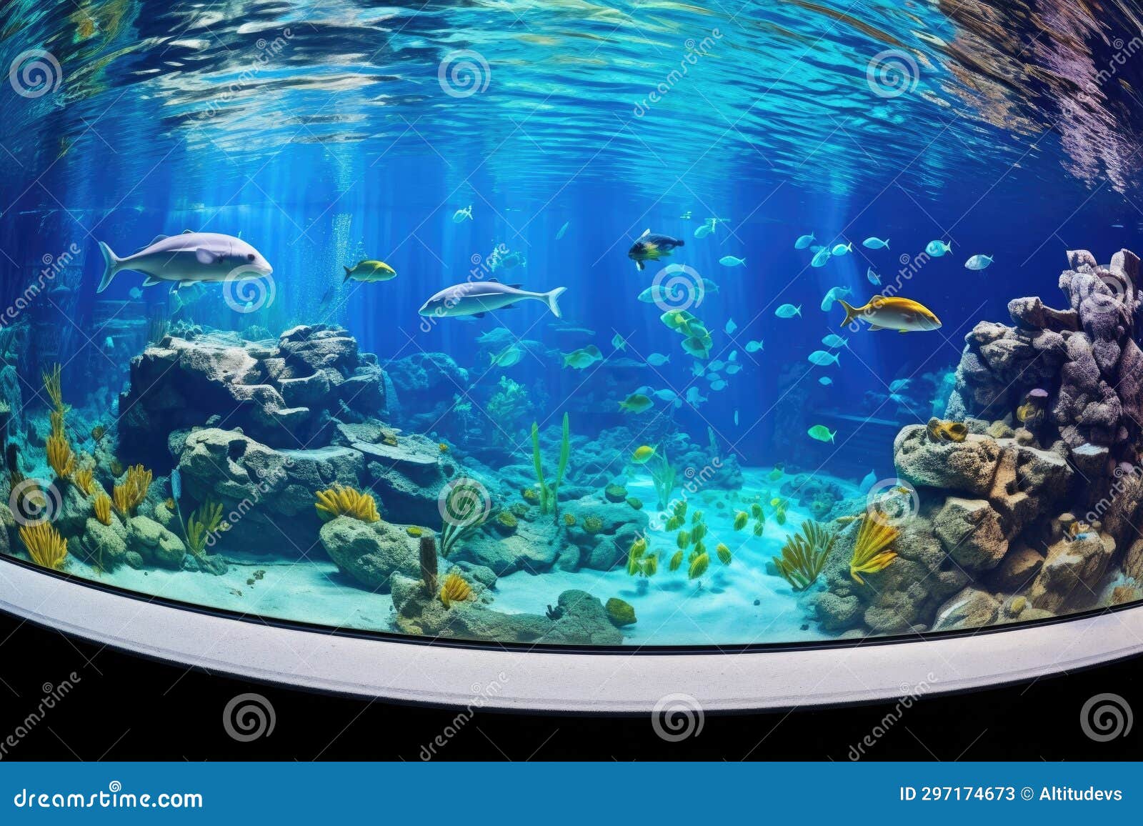 A Panoramic View of an Elaborate Aquatic Exhibit Stock Image - Image of ...