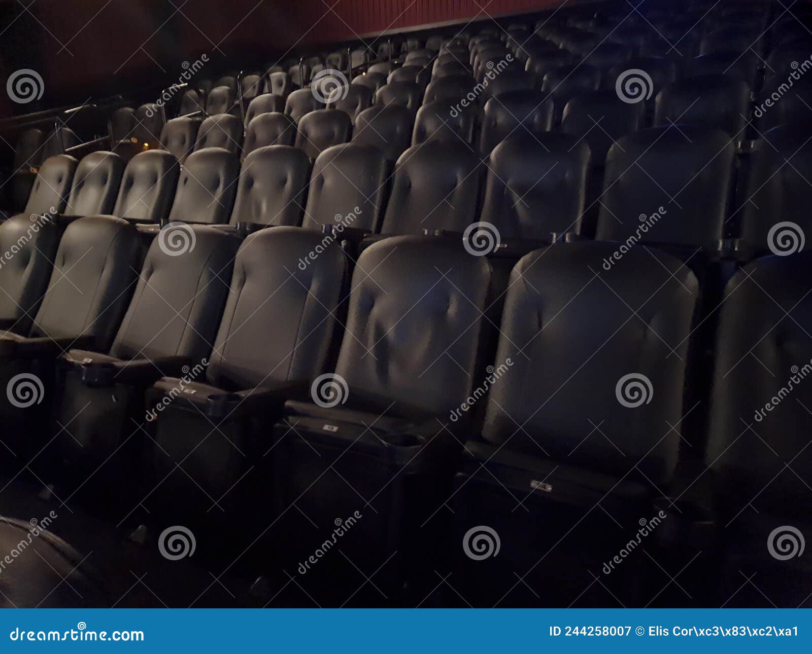 Panoramic View of Empty Black Chairs Stock Image - Image of people ...