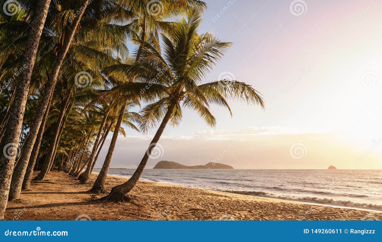 Panoramic View of an Empty Tropical Beach Stock Image - Image of ...
