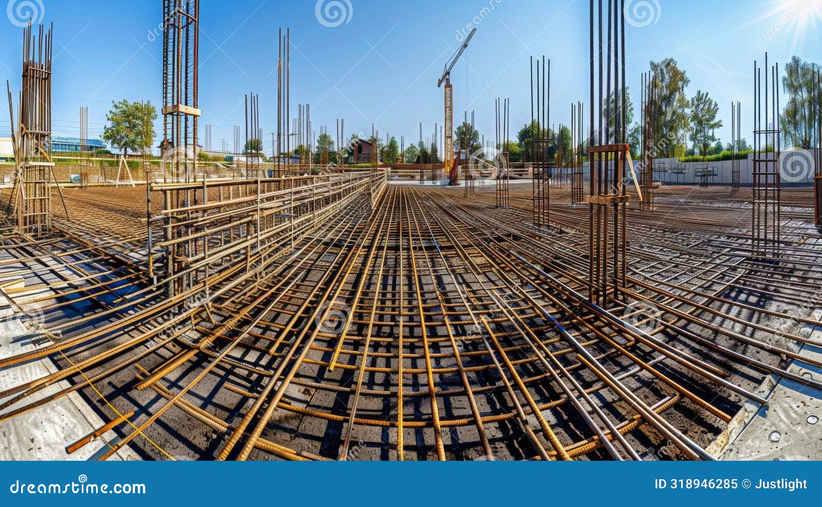 A Panoramic View of the Entire Rebar Framework Showcasing Its Strength ...