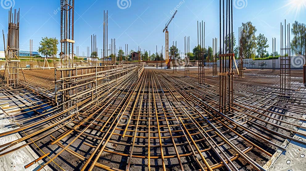 A Panoramic View of the Entire Rebar Framework Showcasing Its Strength ...