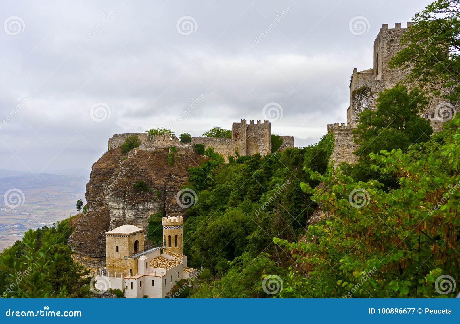 Panoramic view of Erice stock image. Image of daylight - 100896677
