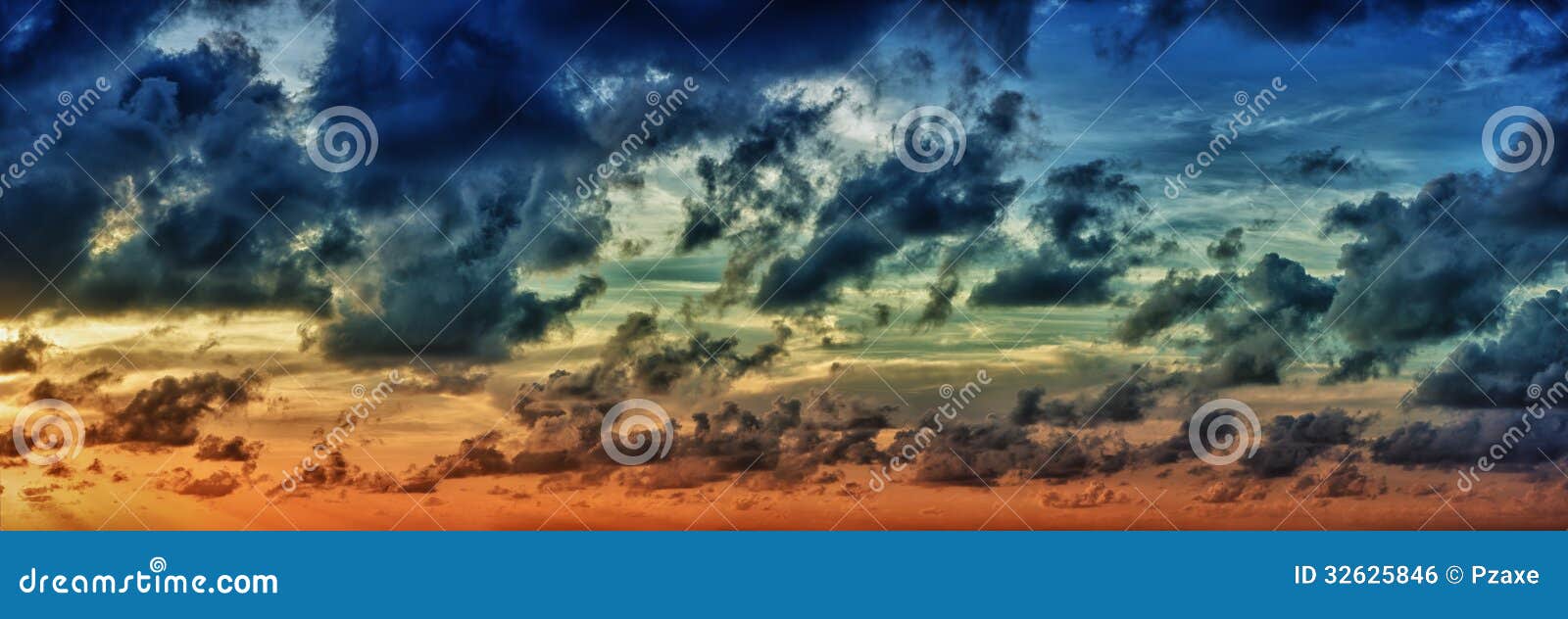 Panoramic View of Evening Dramatic Sky at Sunset Stock Photo - Image of ...