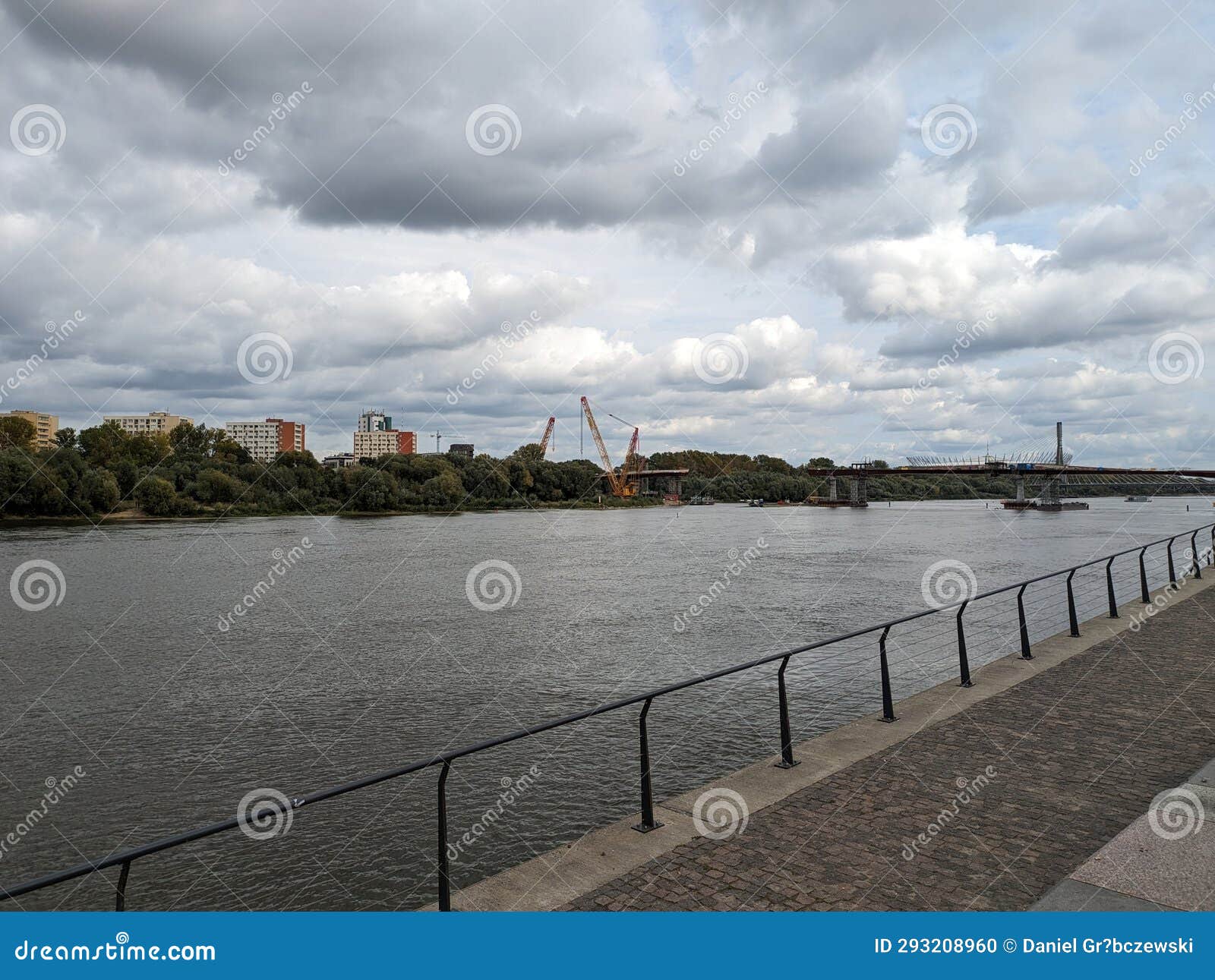 A Panoramic View of the Evolving Warsaw Skyline, Featuring a Bridge ...