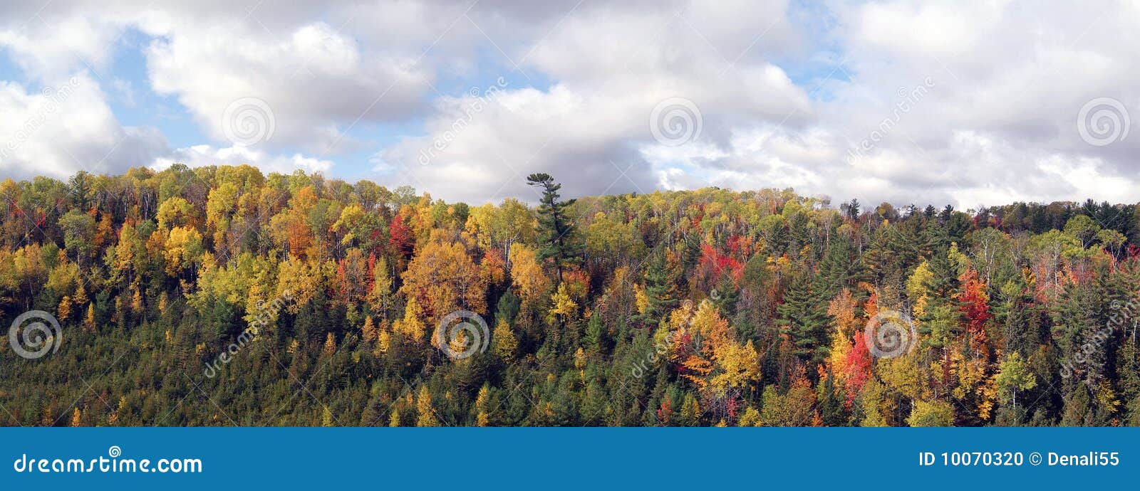 Panoramic View of Fall Colors Stock Photo - Image of landscape, clouds ...