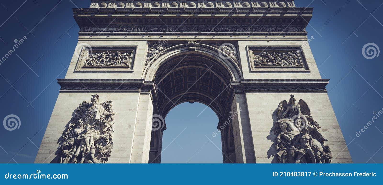Panoramic View of Famous Arc De Triomphe Stock Image - Image of light ...