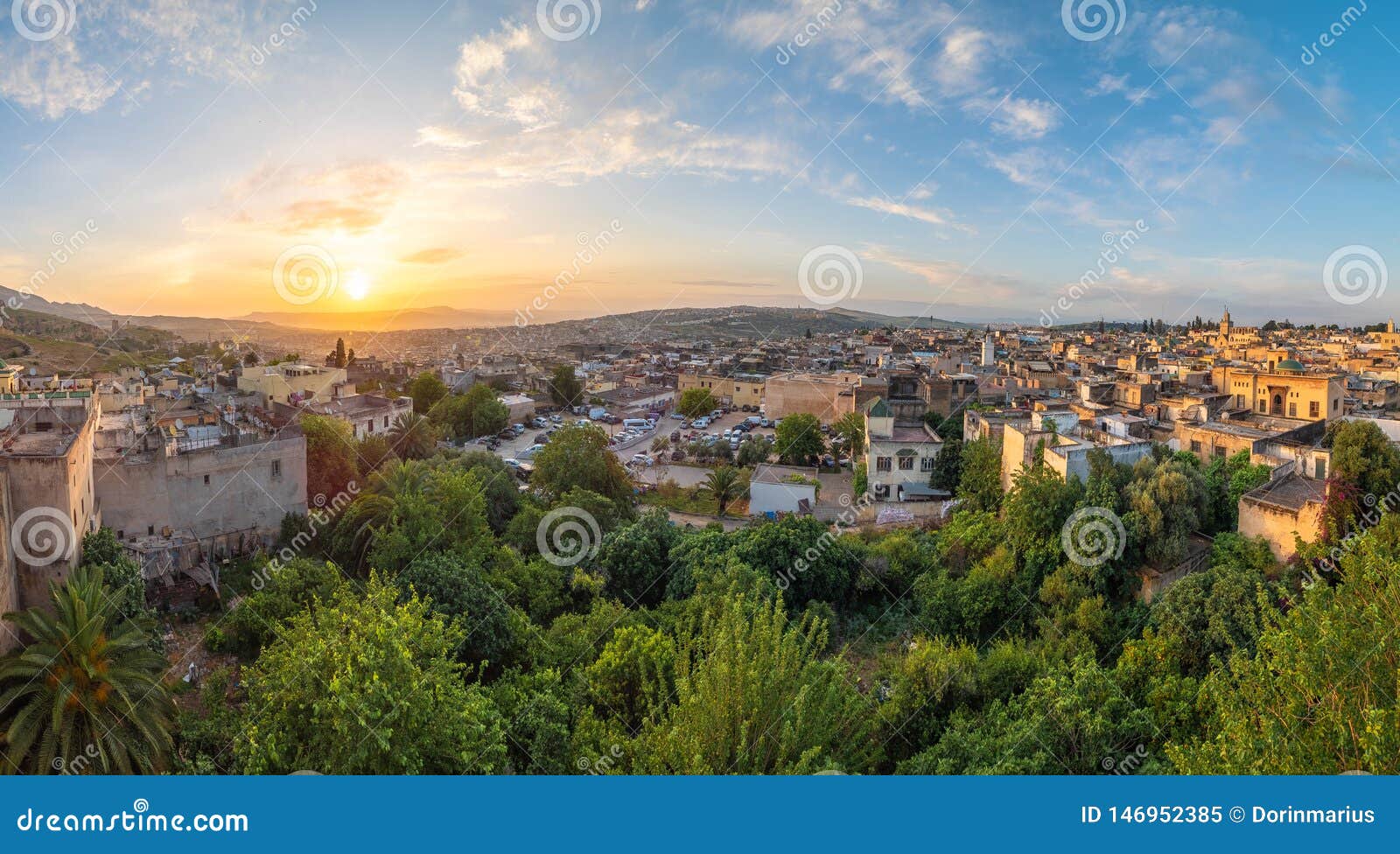 Panoramic view of Fes stock image. Image of beautiful - 146952385