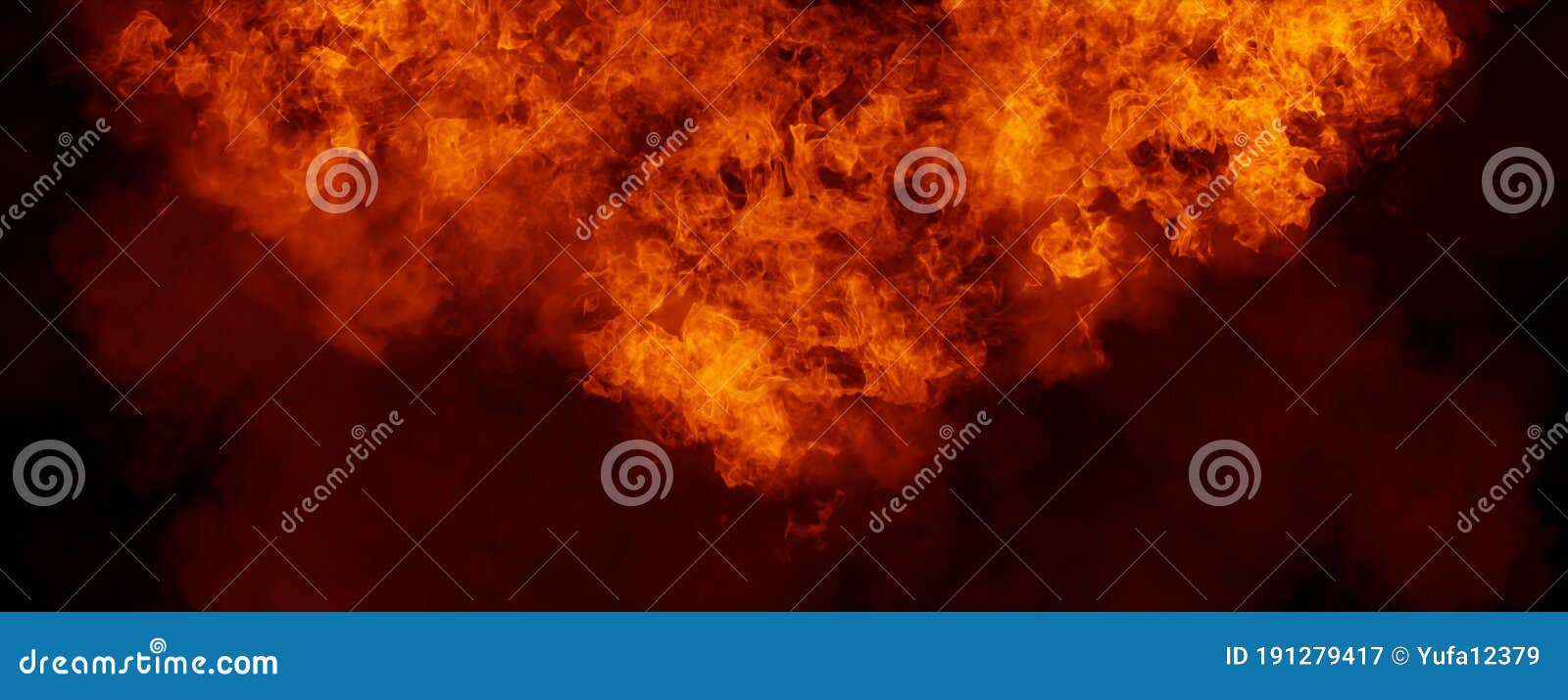 Panoramic View Fire on Isolated Background. Perfect Explosion Effect ...