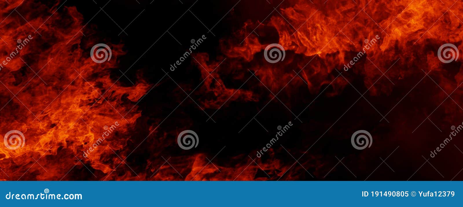 Panoramic View Fire on Isolated Background. Perfect Explosion Effect ...