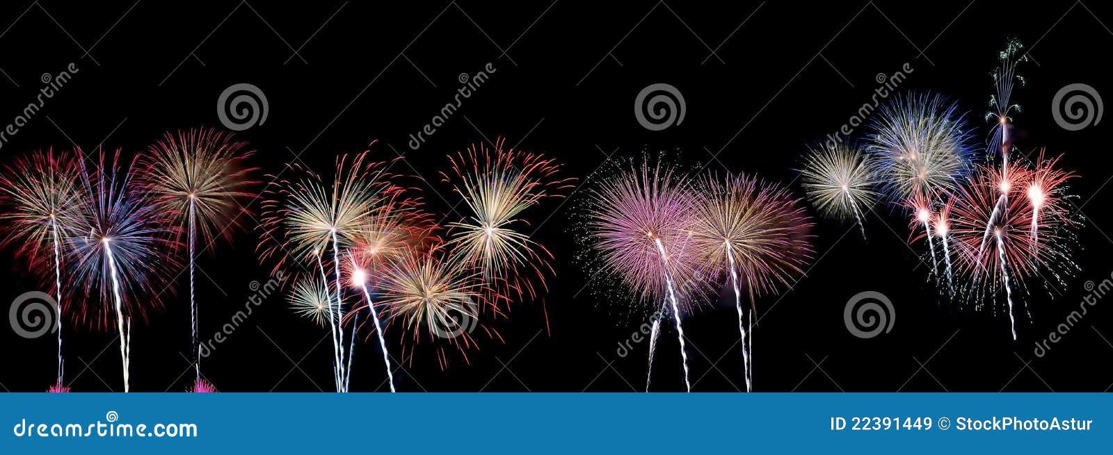 Panoramic View of Fireworks. Stock Image - Image of freedom, colorful ...