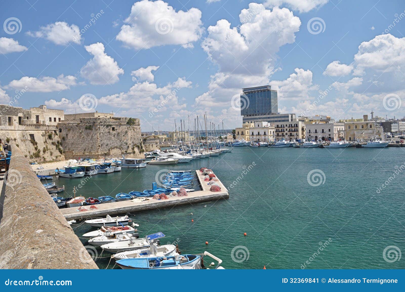 Panoramic View of Gallipoli Harbour,Italy Stock Image - Image of city ...