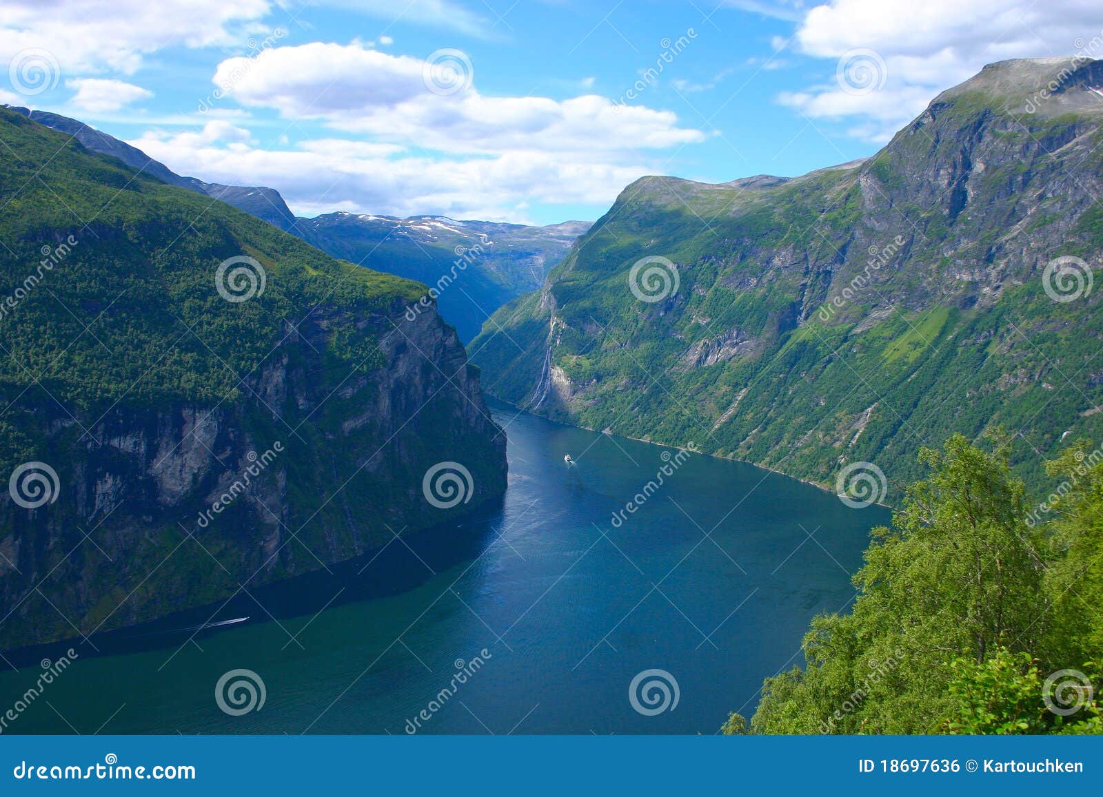 Panoramic View Geiranger Fjord - Horizontal Stock Photo - Image of ...