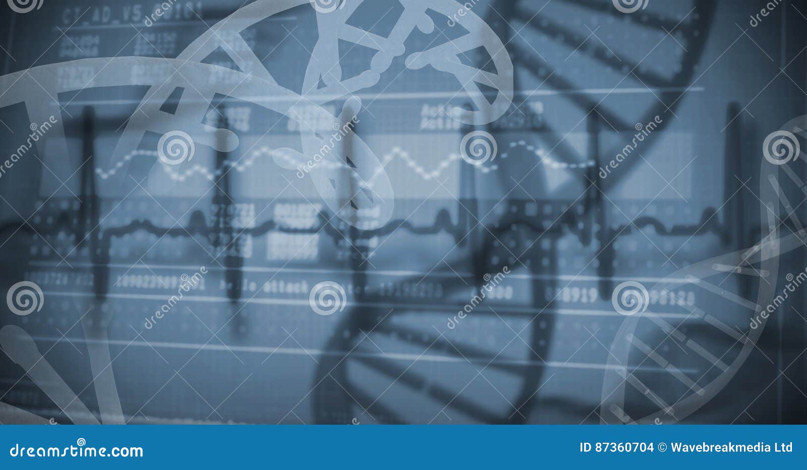 Panoramic View of Genetic Research Information at Screen Stock Photo ...