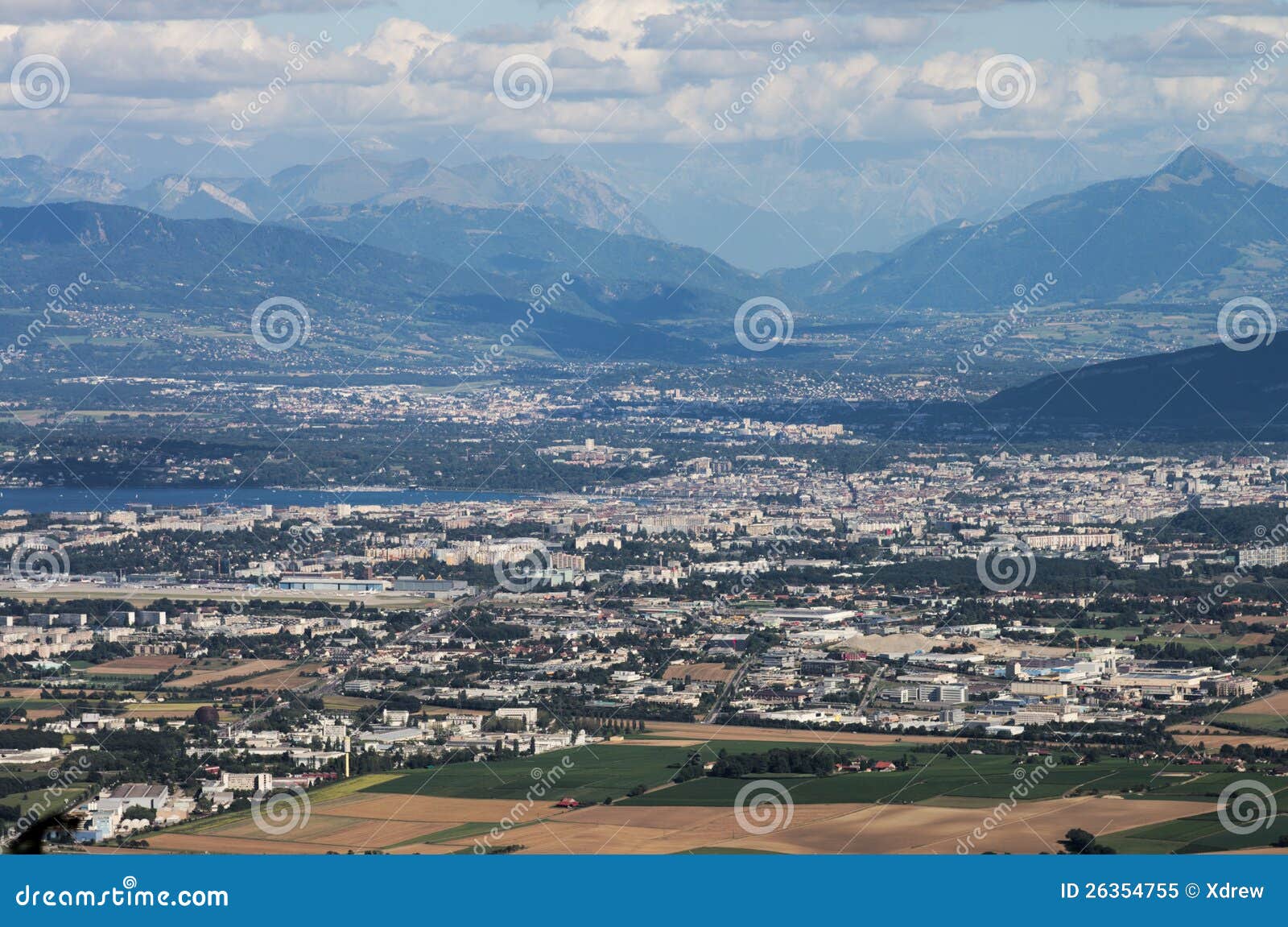 Panoramic view on Geneva stock image. Image of mountains - 26354755