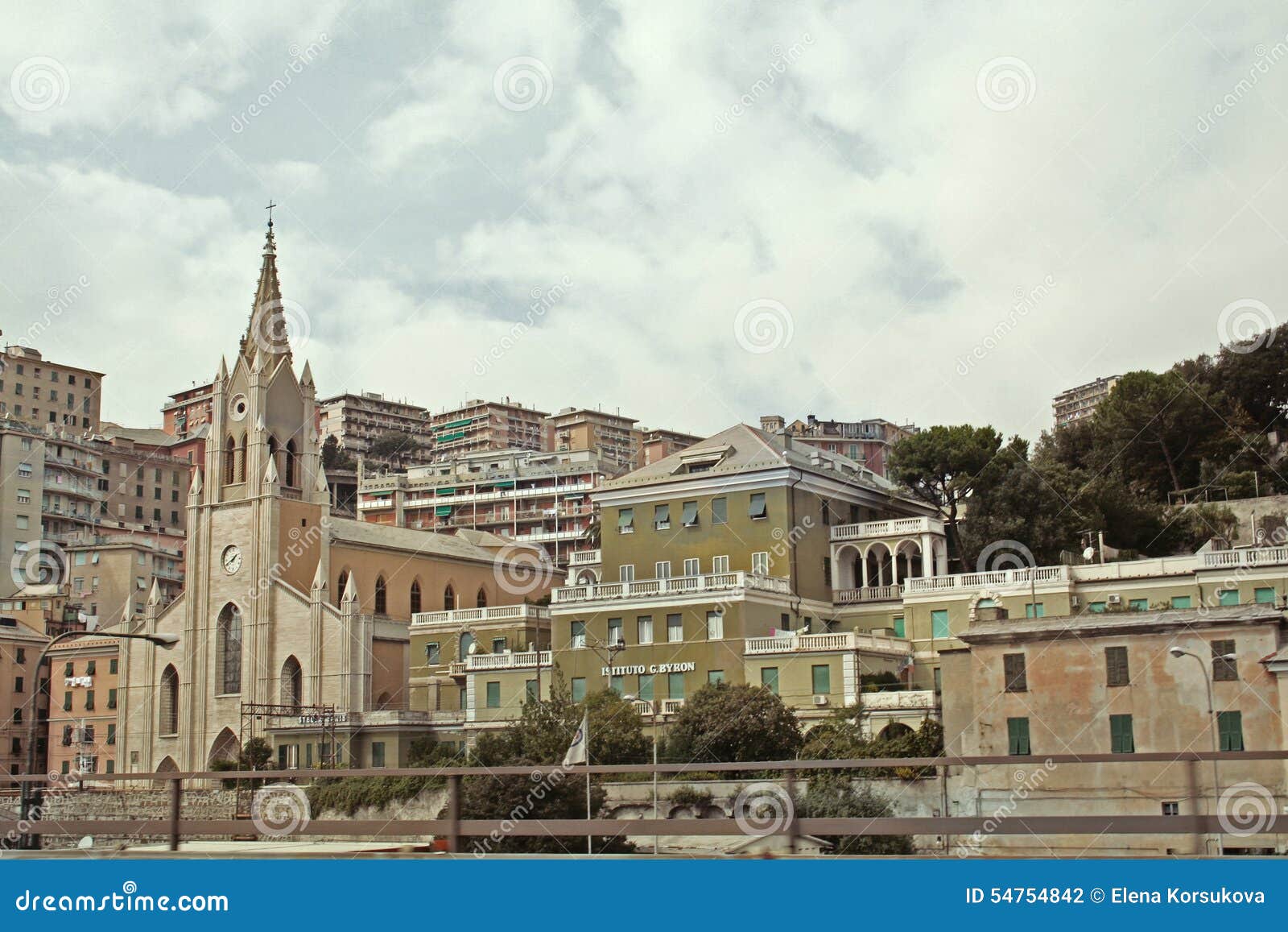 Panoramic view of Genoa stock photo. Image of coastline - 54754842