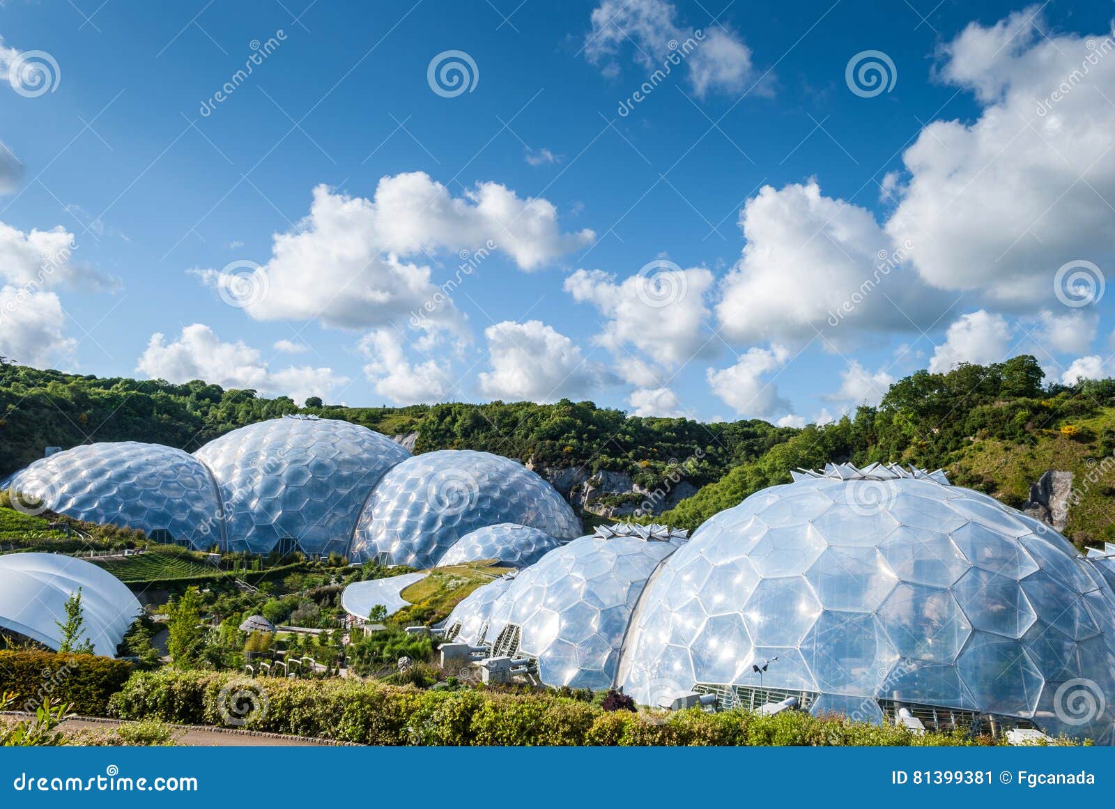 Panoramic View of the Geodesic Biome Domes at the Eden Project. Stock ...