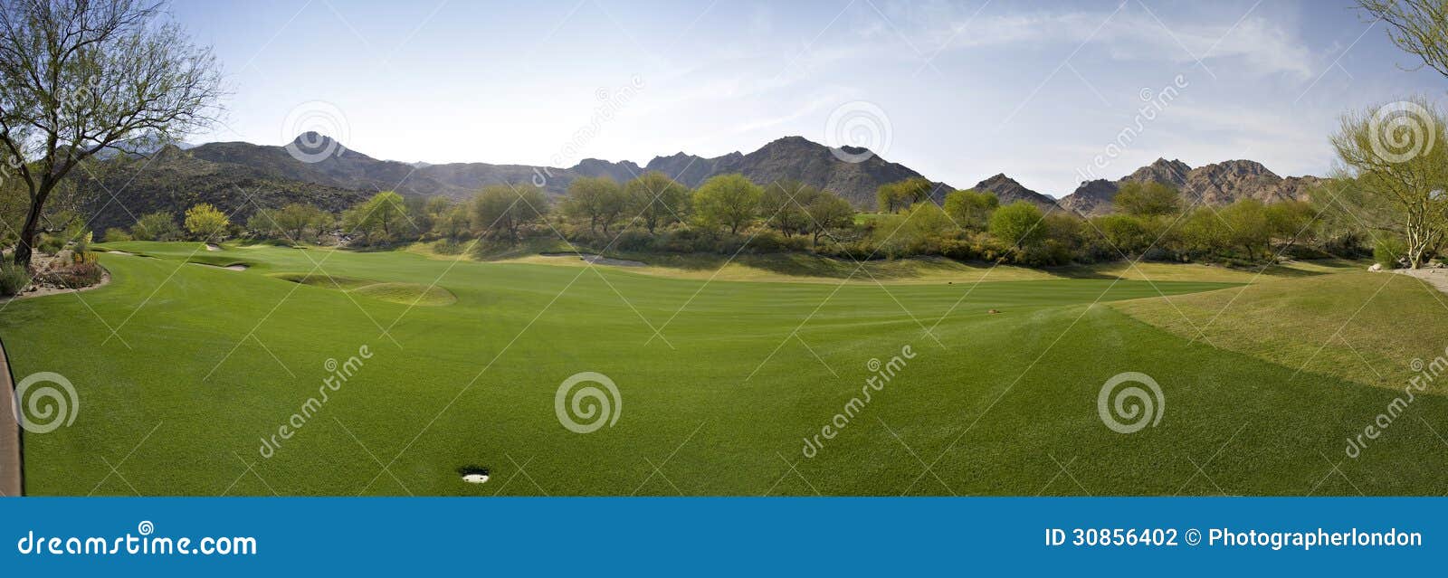 Panoramic View of a Golf Course Stock Photo - Image of recreation ...