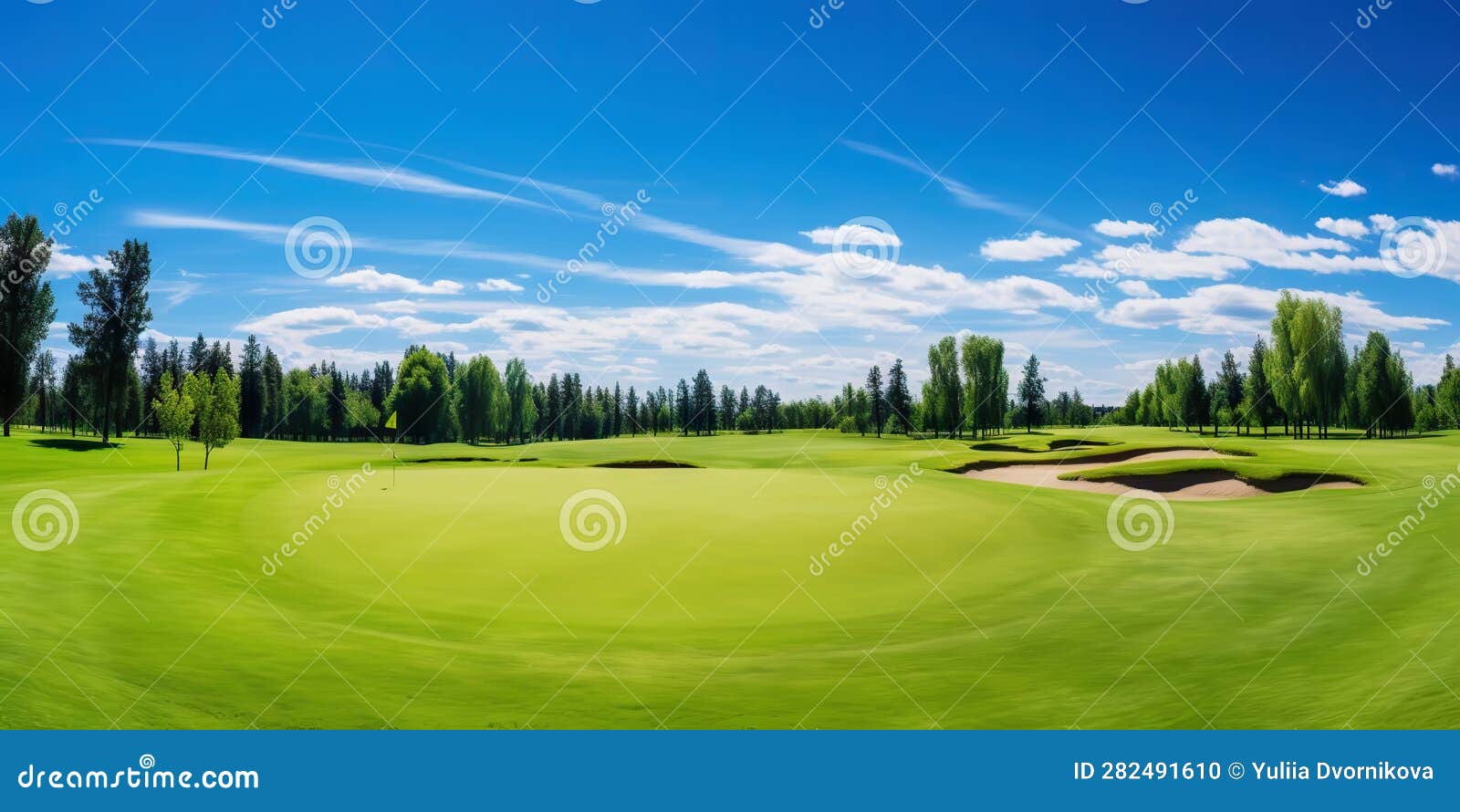 Panoramic View of Golf Course. Golf Field with a Rich Green Turf ...