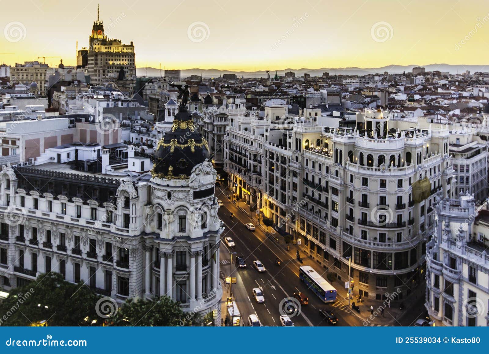 Panoramic View of Gran Via, Madrid, Spain. Stock Photo - Image of ...