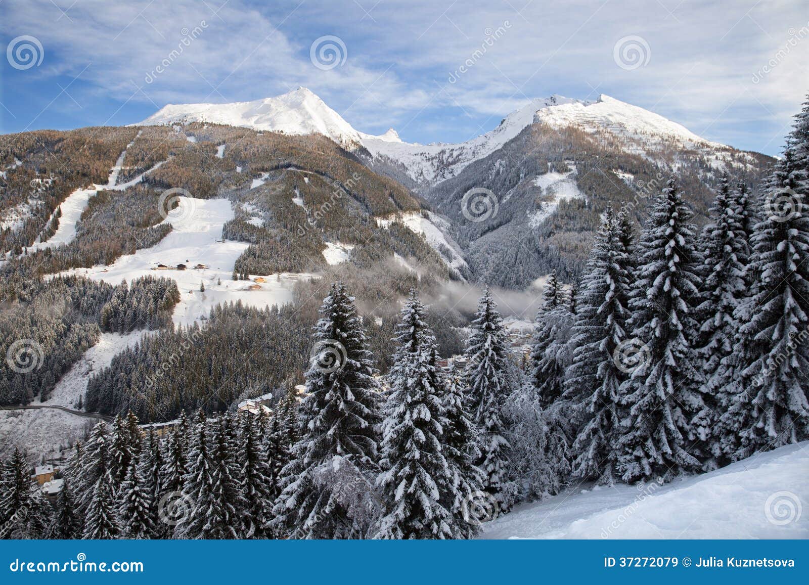 Panoramic View of Graukogel in Bad Gastein Stock Image - Image of lift ...