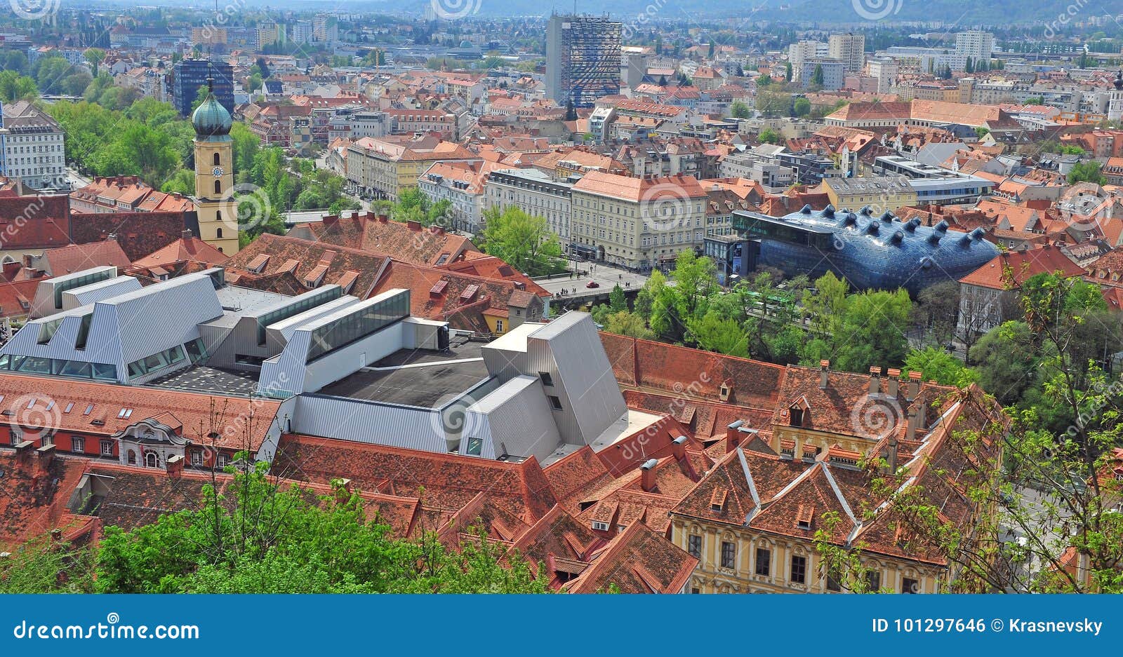 Panoramic View of Graz Downtown, Styria Stock Photo - Image of austrian ...