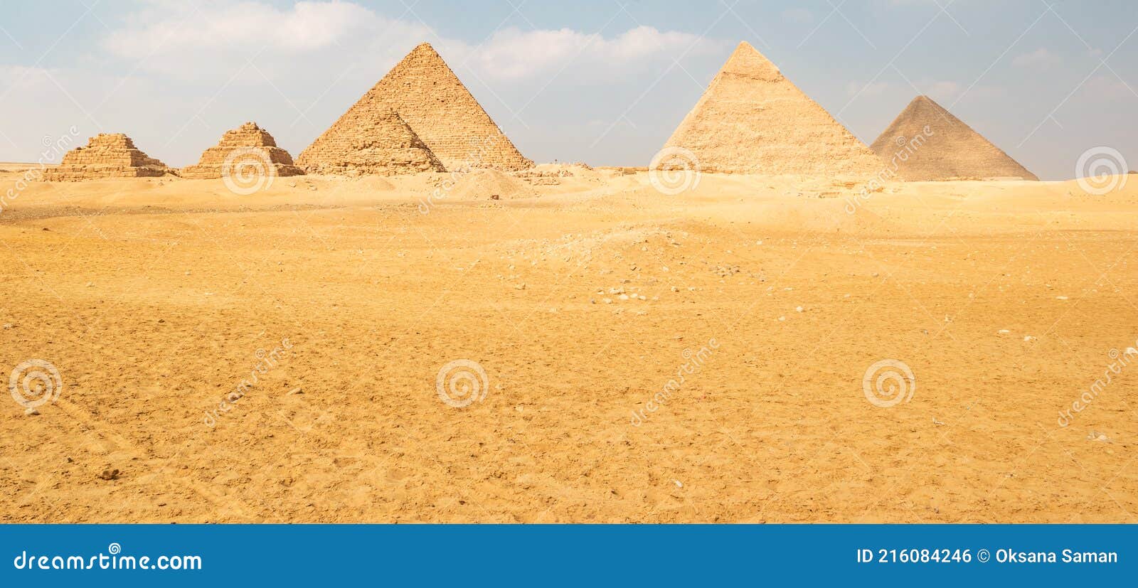 Panoramic View of Great Egyptian Pyramids in Giza, Egypt Stock Photo ...