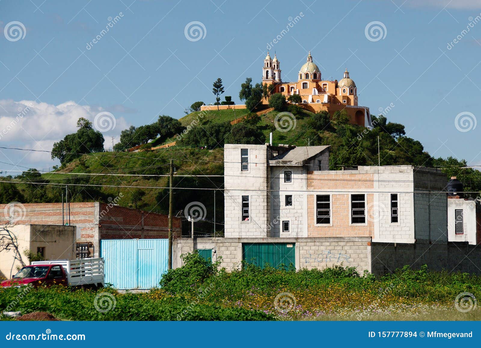 Panoramic View of the Great Pyramid of Cholula, Mexico Stock Photo ...
