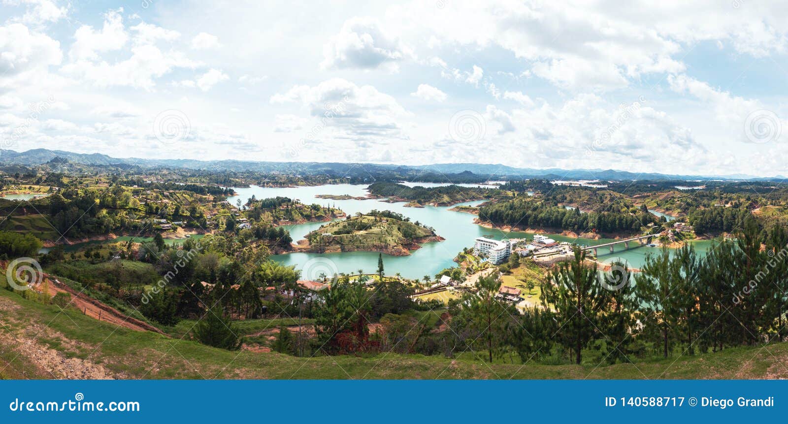 Panoramic View of Guatape Dam Penon De Guatape - Colombia Stock Image ...