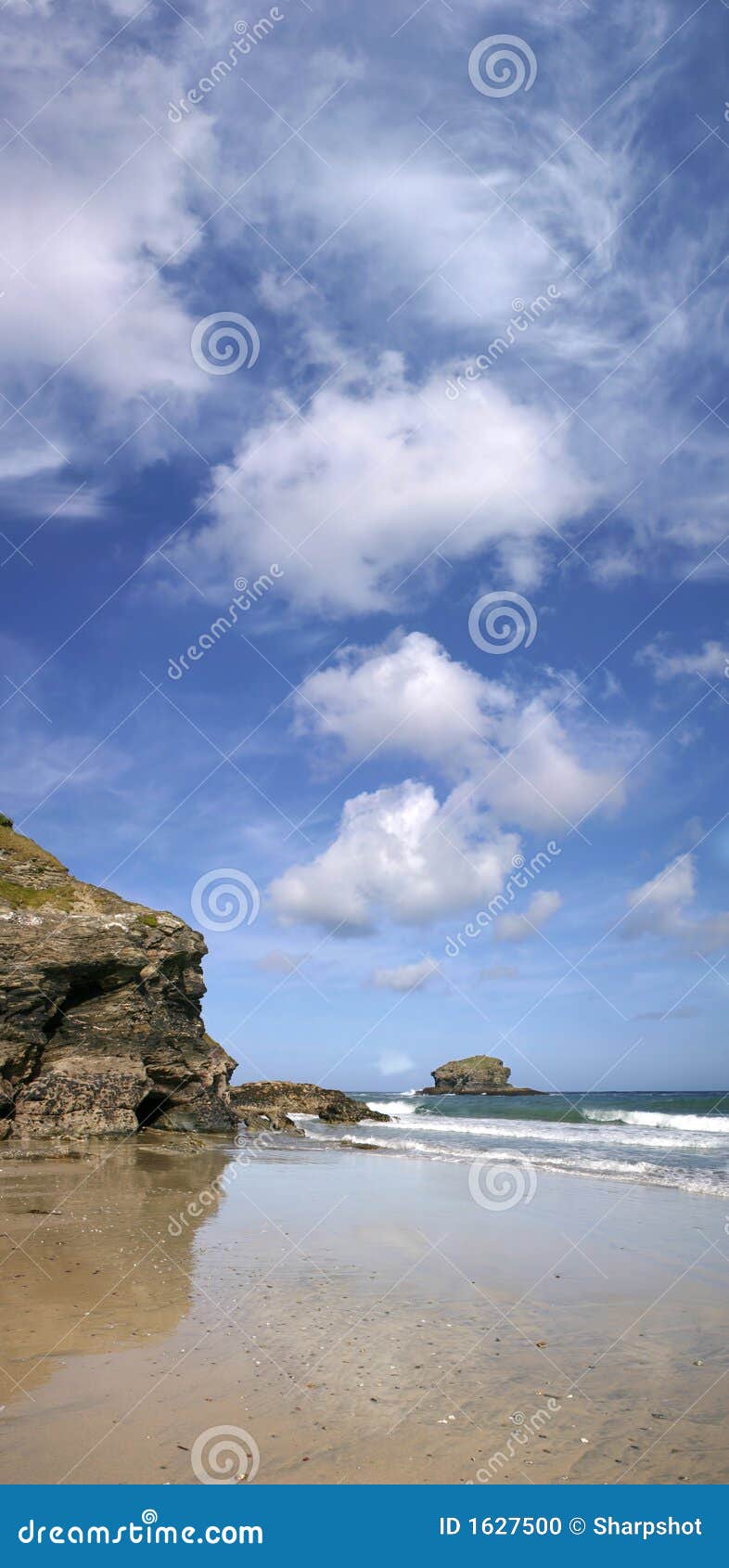 Panoramic View of Gull Rock, Portreath, Cornwall. Stock Photo - Image ...