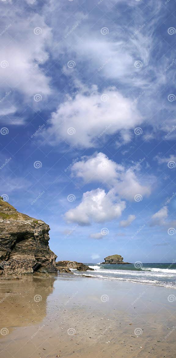 Panoramic View of Gull Rock, Portreath, Cornwall. Stock Photo - Image ...