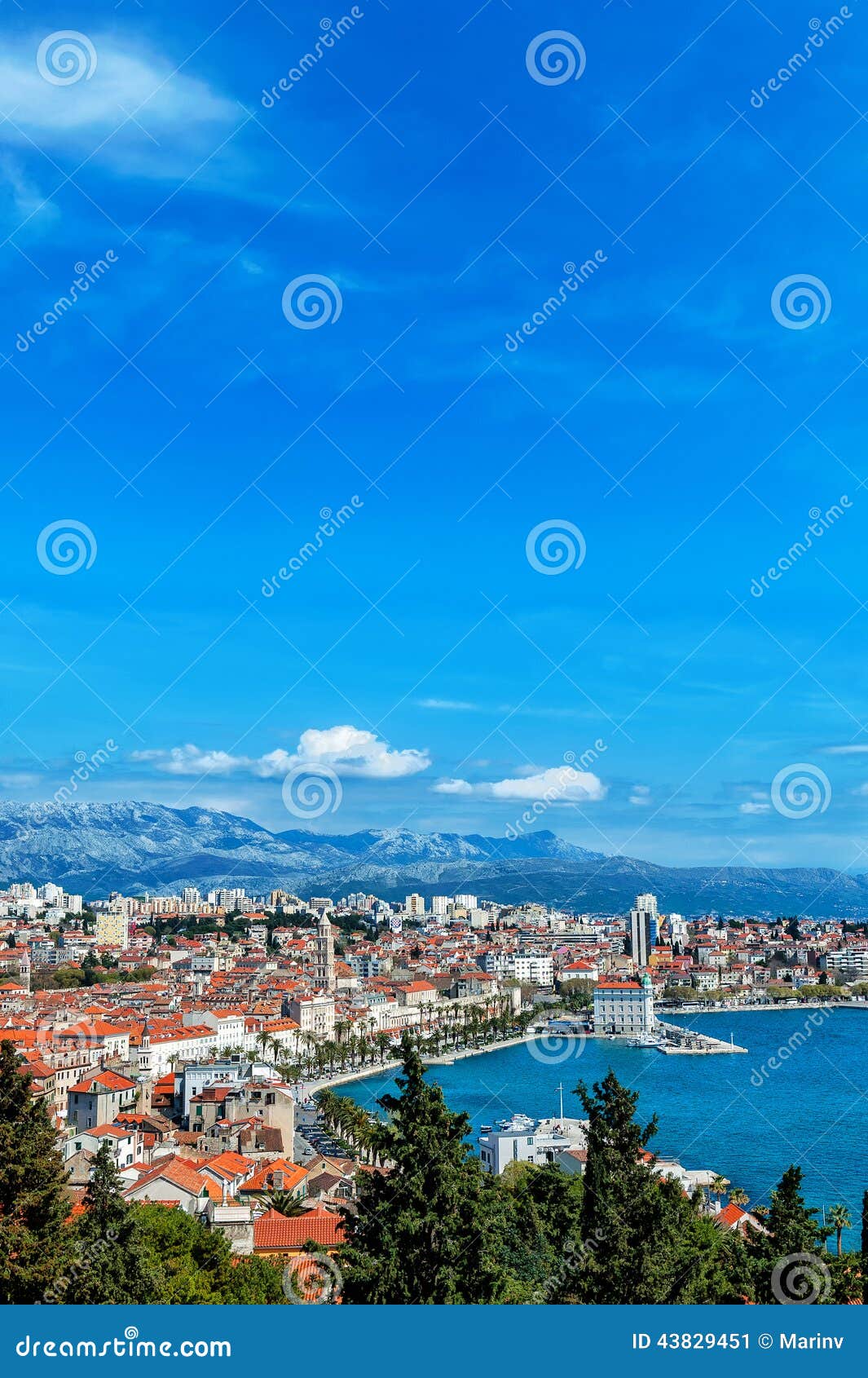 Panoramic View from High on Croatian City of Split Stock Image - Image ...