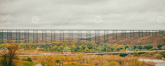 Panoramic View of the High Level Bridge in Lethbridge Stock Image ...