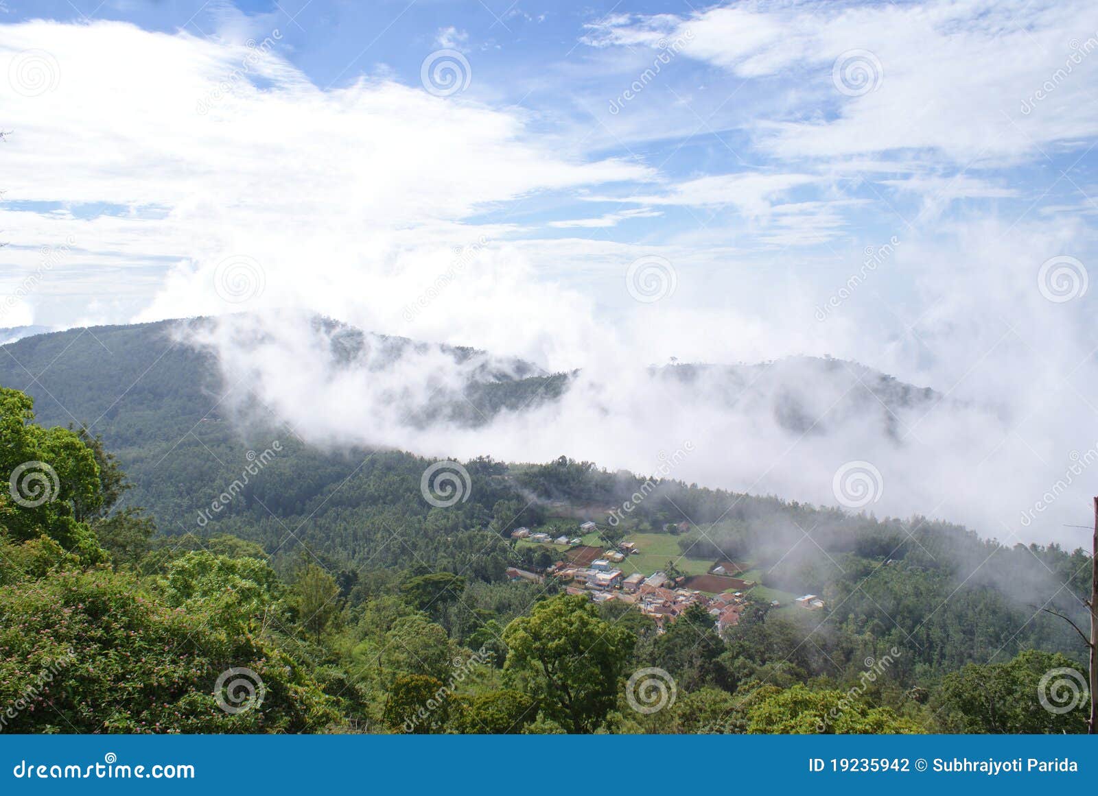 Panoramic View of Hill Ranges with Mist Stock Photo - Image of greenery ...