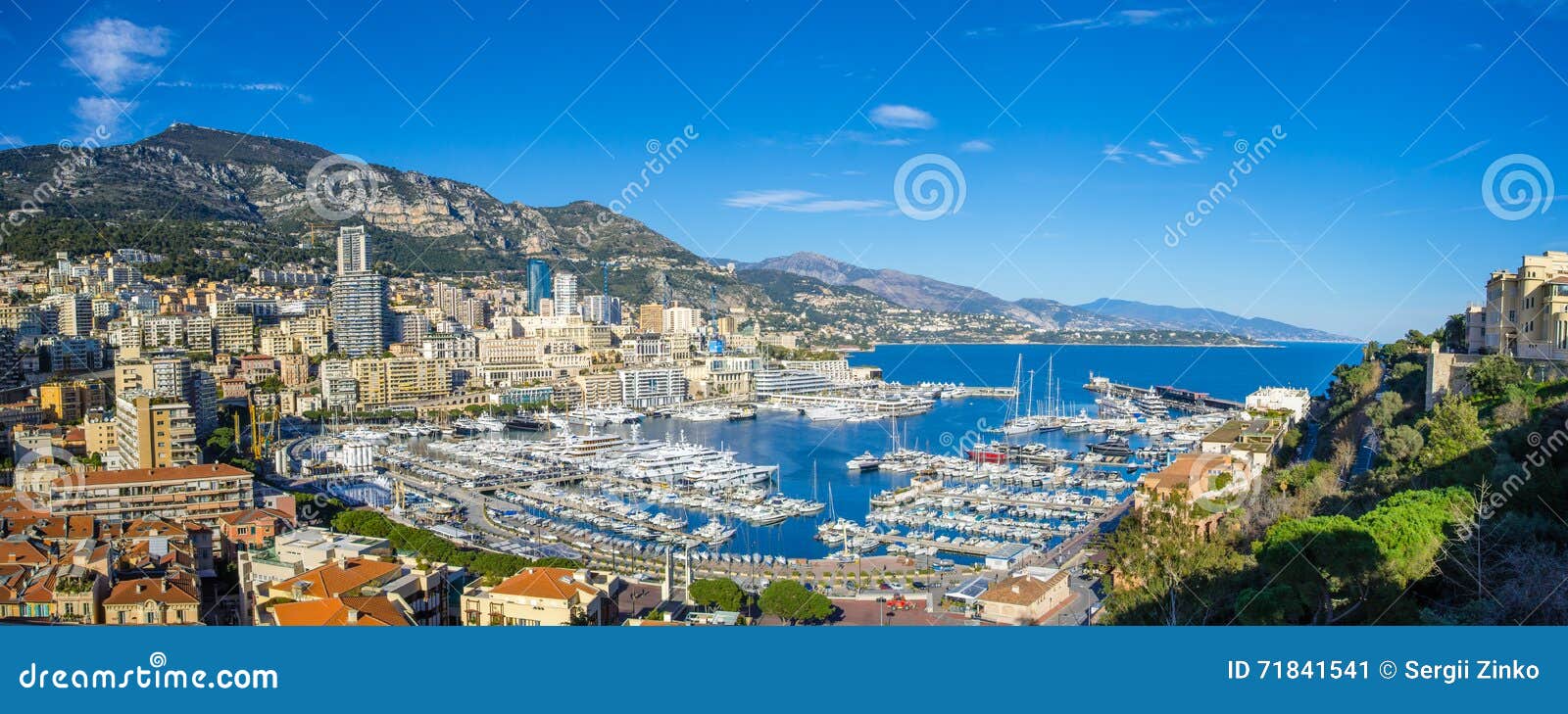Panoramic View on the Hills and Harbor of Monaco Stock Image - Image of ...