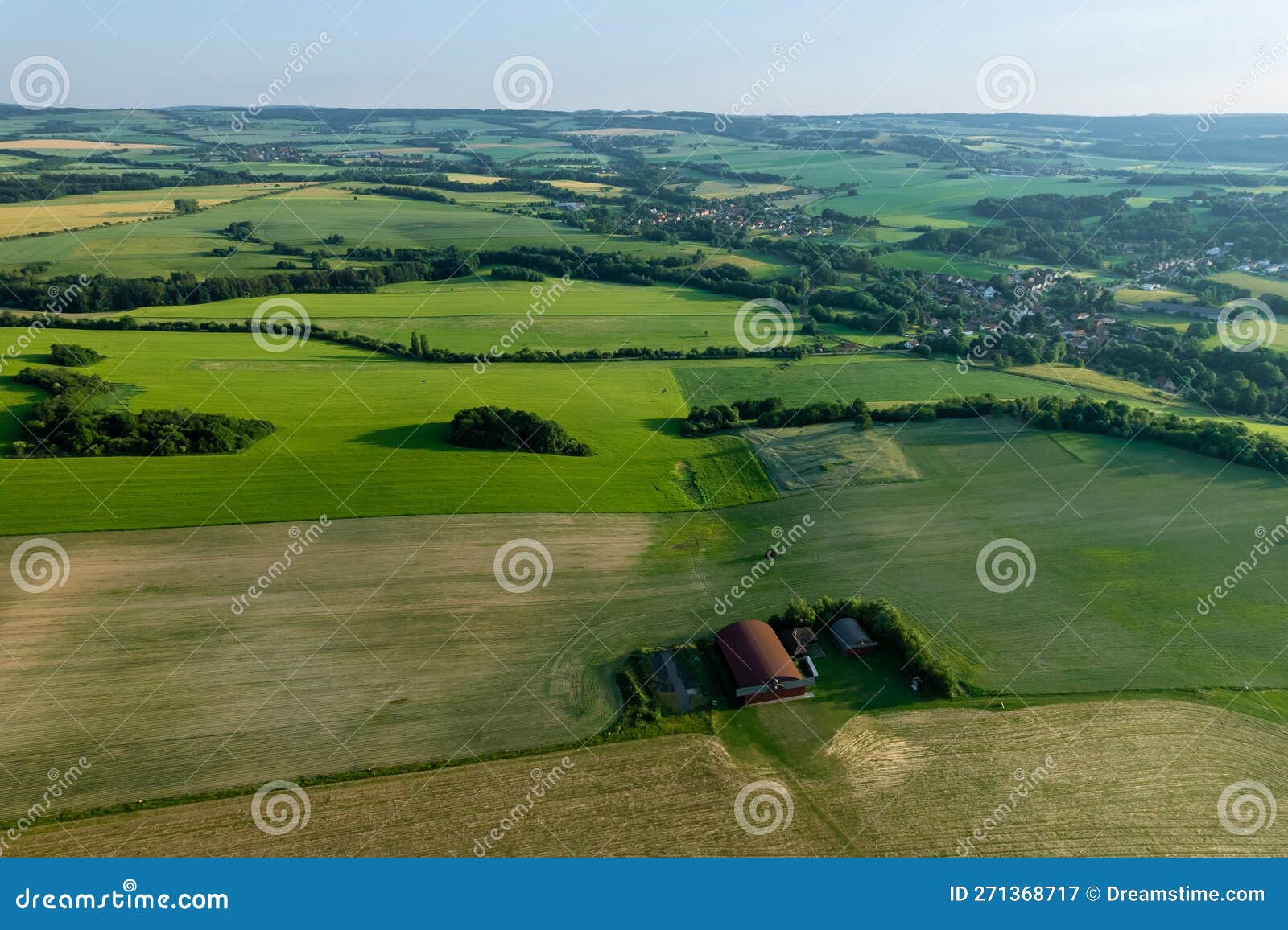 Panoramic View of a Hilly Area in the Countryside. Fields and Trees ...